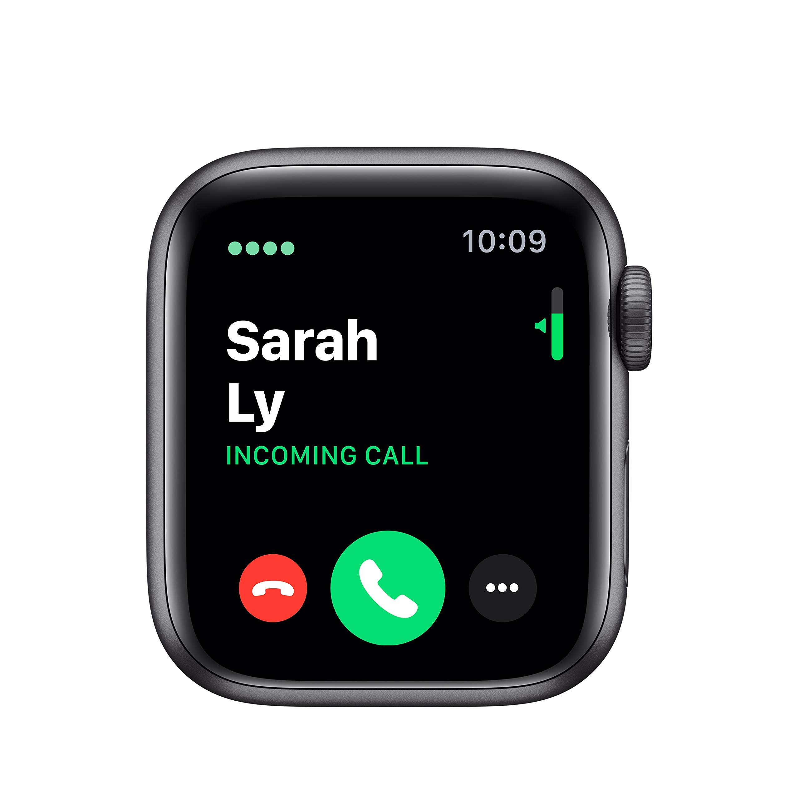 Apple Watch Series 5 (GPS + Cellular, 40MM) - Stainless Steel Case with Black Sport Band (Renewed)