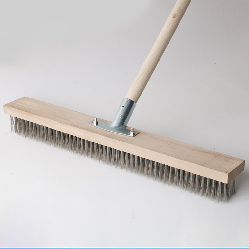 16" Heavy-Duty Rough Surface Floor Brush,Stainless Steel Wire Large Deck Scrub Brush 16" x 2.7β Removes Snow, Dirt & Grime on Drivways, Steps, Patios, Decks, Tile, Cement Without Stick (16")