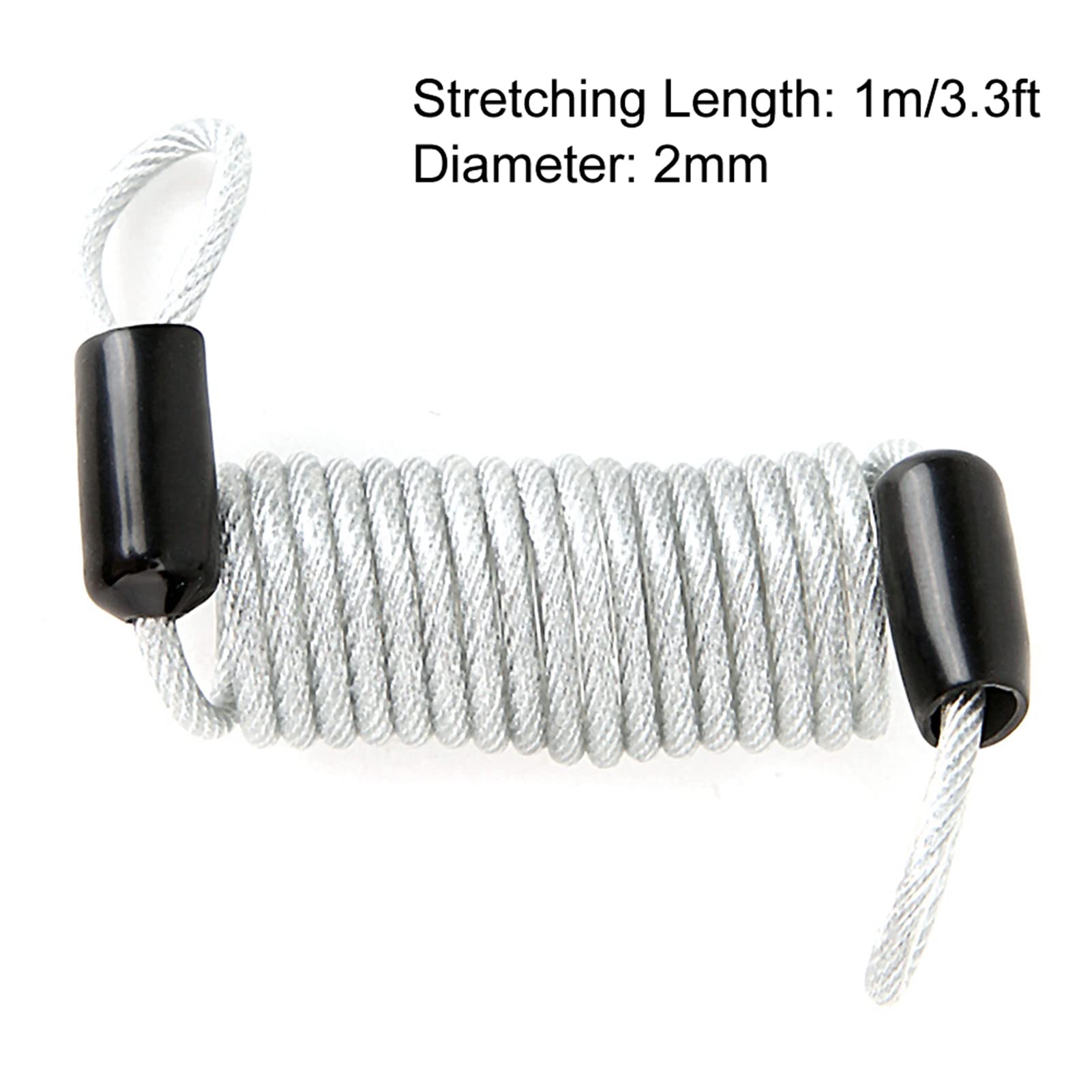 1m Bike Lock Cable, Double Loop Flexible Anti Theft Steel Wire Security Cable for Luggage Bicycle Disc Chain Helmet