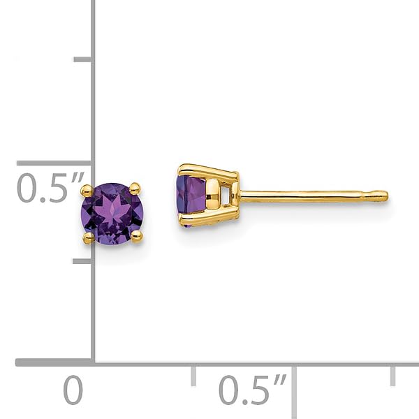 14K White Gold 7mm Purple Amethyst February Birthstone Stud Earrings
