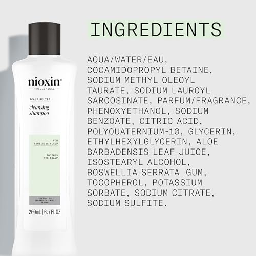 Nioxin Scalp Relief Cleansing Shampoo - Shampoo for Sensitive Scalp, 6.7 fl oz (Packaging May Vary)