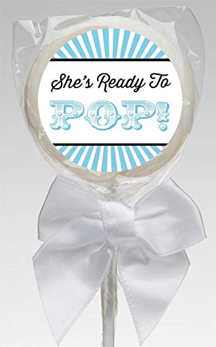 Blue Ready to Pop Baby Shower Stickers | 36 Matte Stickers | 2 Inches Round | Ready to Pop Baby Shower Labels