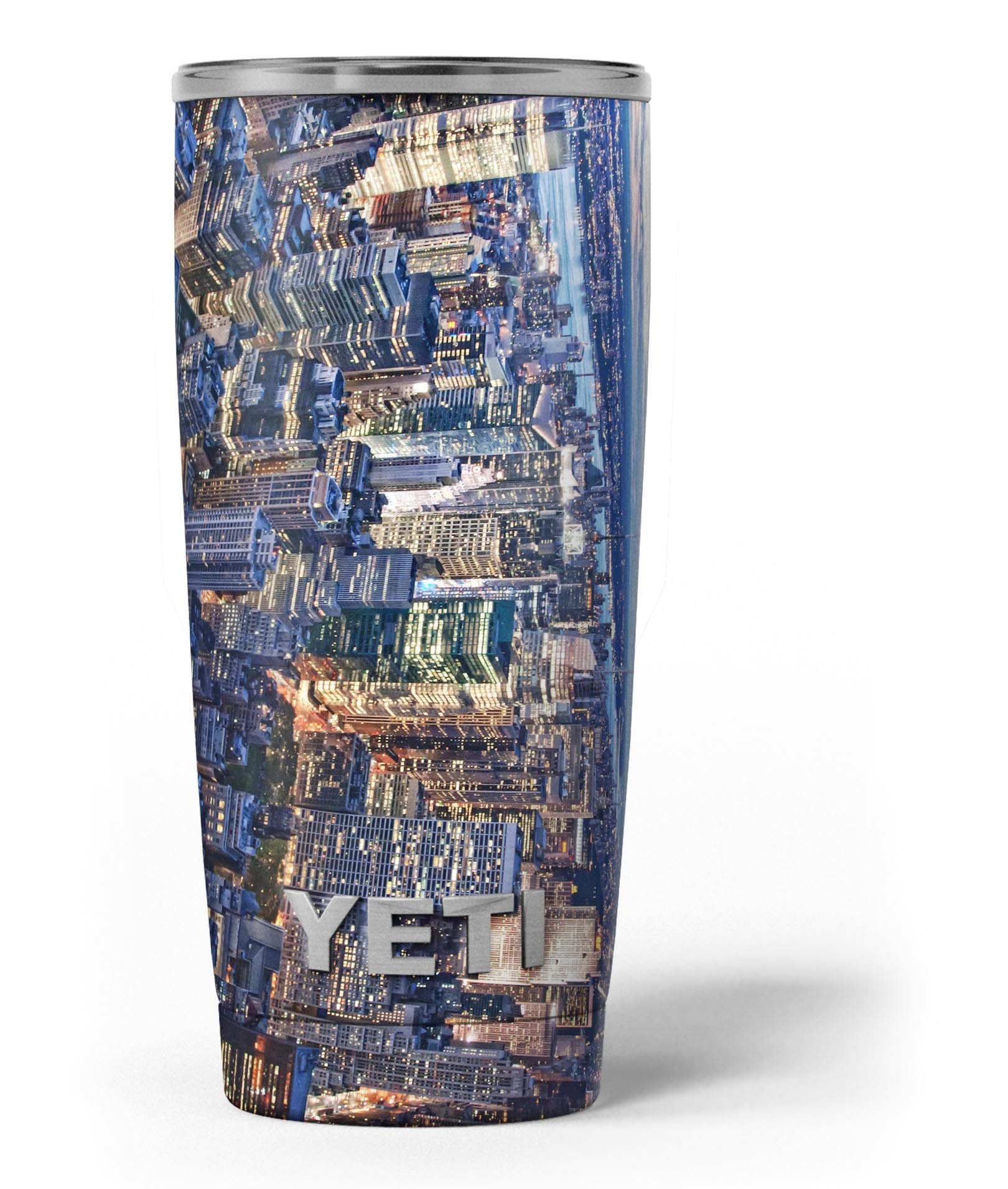 Design Skinz Night Aerial NYC - Skin Decal Vinyl Wrap Kit Compatible with The Yeti Rambler Cooler Tumbler Cups