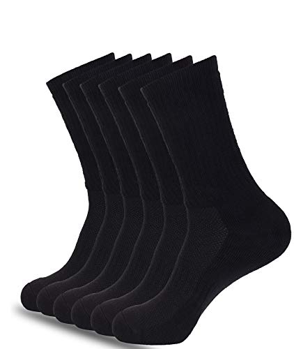 1SOCK2SOCK 6 Pack Athletic Performance Crew Socks For Men and Women - Soft Cotton Blend with Moisture Wicking - Arch Support