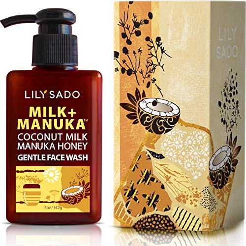 LILY SADO MILK+MANUKAâą Coconut Milk & Manuka Honey Gentle Gel Face Cleanser - Natural Cruelty-Free Facial Wash Cleanses, Balances, Soothes & Hydrates - Reduces Pores & Blackheads - 5oz