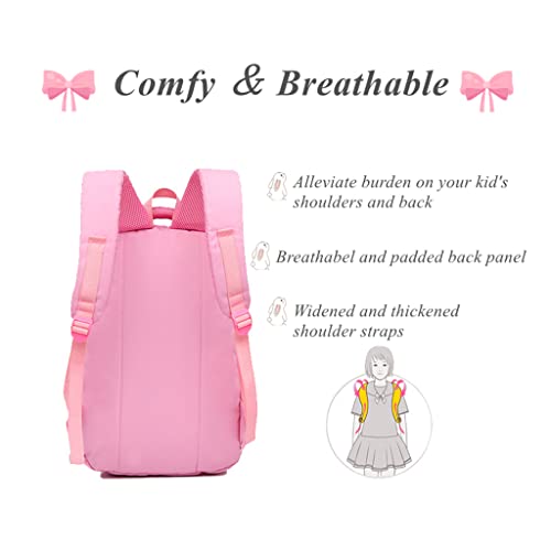 3Pcs Pretty Girls Elementary Bookbag Satchels for Primary Girls School Bag Backpack Set with Lunch Kits