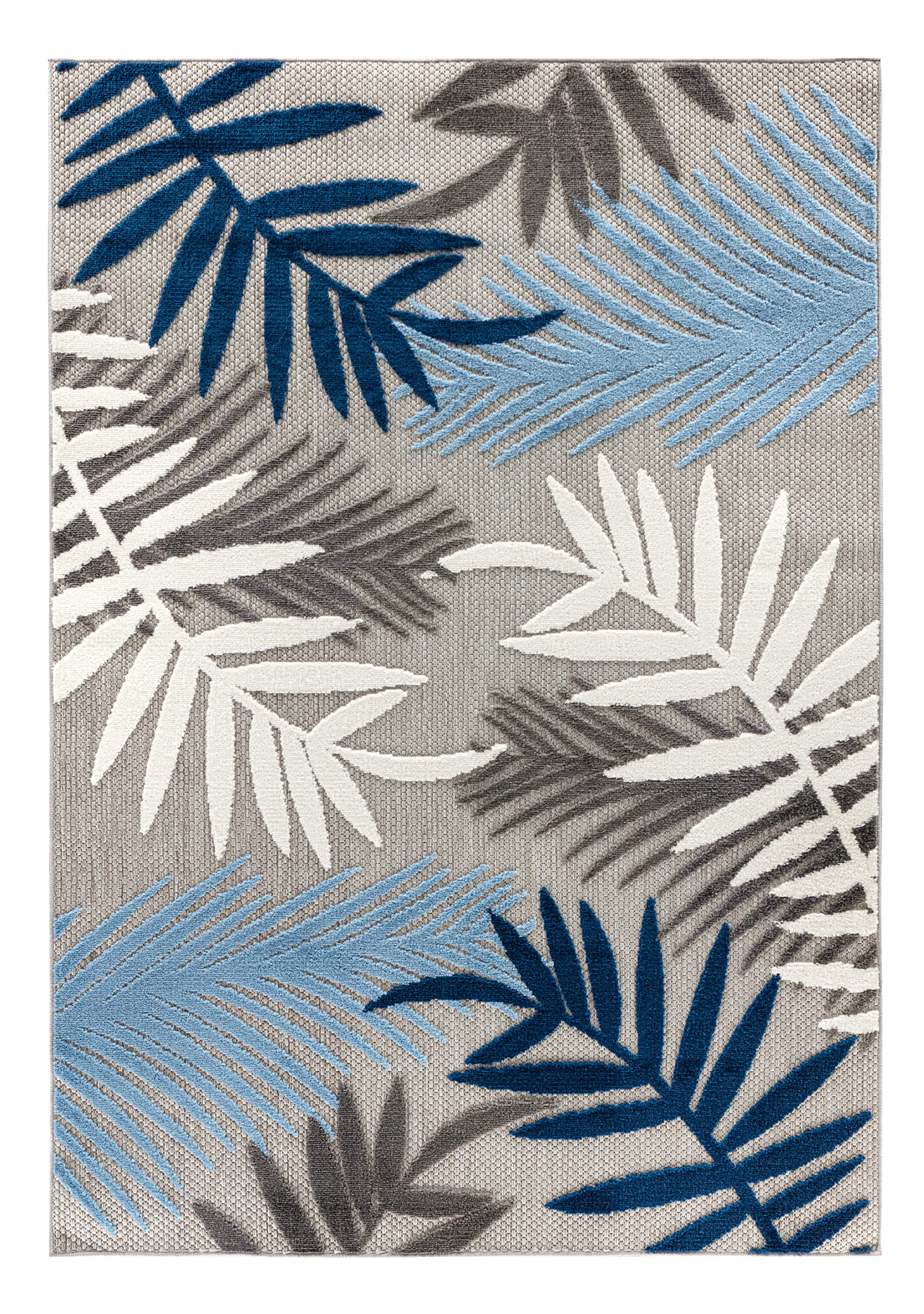 Rugshop Evora Palm Frond Non-Shedding Patio Deck Backyard Indoor/Outdoor Area Rug 5' x 7' Blue