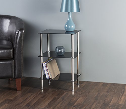 AVF S33-A Small 3 Tier Shelving Unit in Black Glass & Chrome