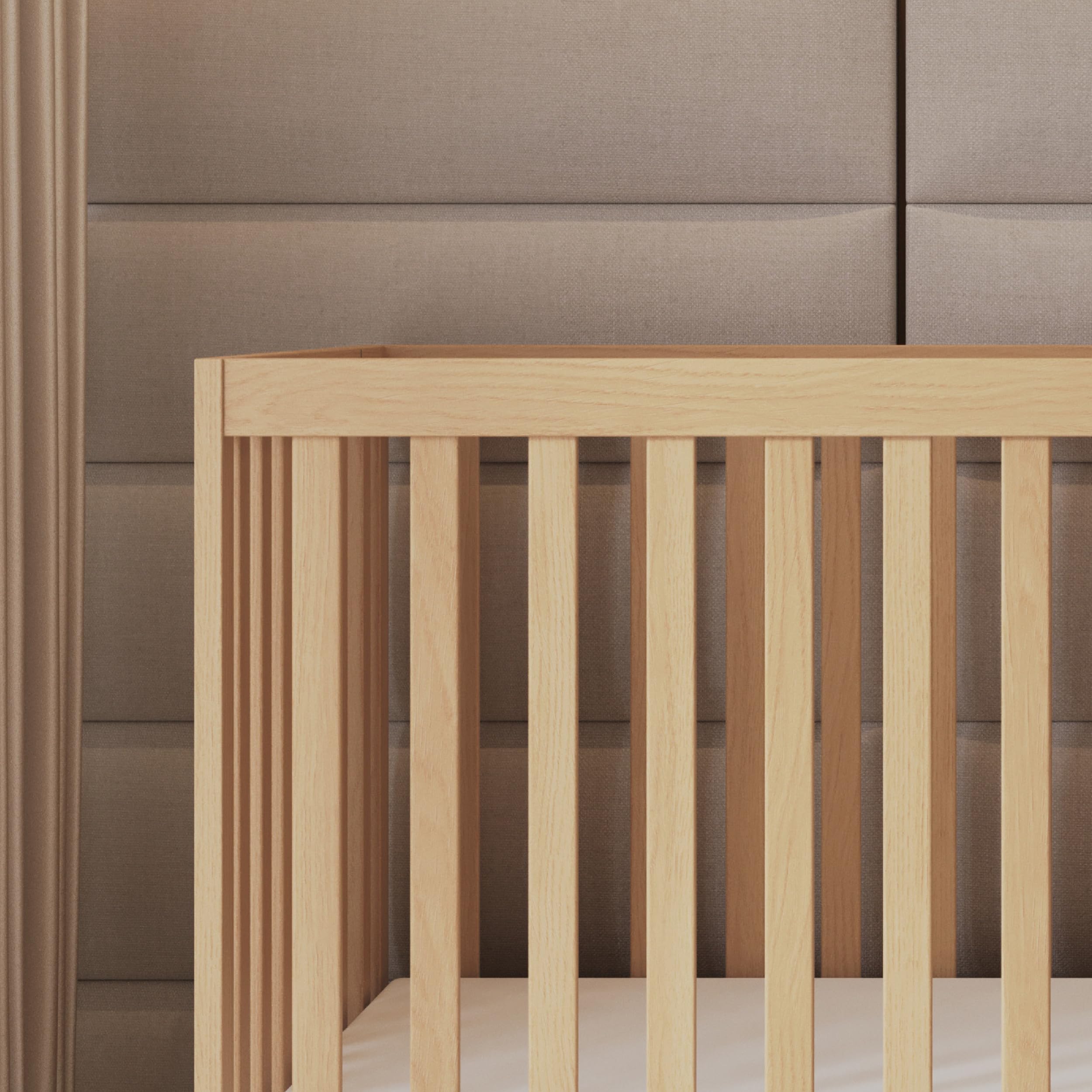 Foundations Travel Sleeper Full-Size Wooden Folding Crib, Portable Baby Crib with 3” InfaPure Foam Crib Mattress and Commercial Grade Casters, Hotel Crib (Natural)