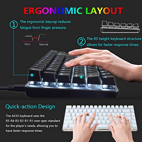 Gaming Keyboard and Mouse,3 in 1 White LED Backlit Wired Mechanical Keyboard Red Switch,RGB 6400 DPI Lightweight Gaming Mouse with Honeycomb Shell,Gaming Mouse Pad for PC Gamers(White)