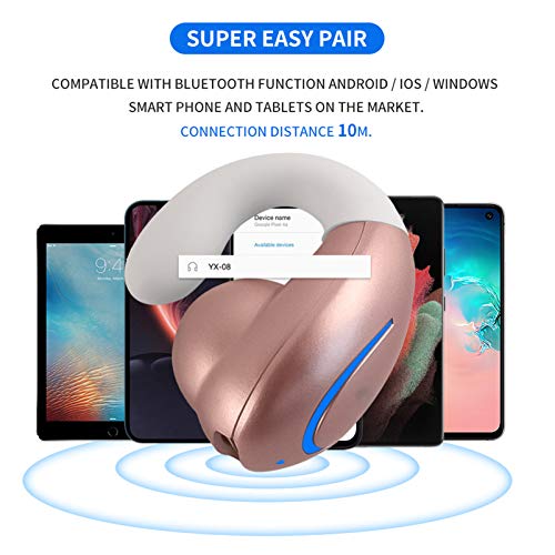 Sunffice Bluetooth Headset, Single Ear BT5.0 Ultralight Wireless Headphone Cell Phone Earpiece Ear Clip with Mic, Noise Canceling Handsfree Driving Earbud for iPhone, Android,Samsung Smartphone(Pink)