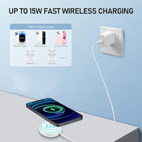2 Pack 15w Fast Magnetic Wireless Magsafe Charger with 2 USB to C Adapter for iPhone 14/14 Pro/14 Pro Max,13/13 Pro/13 Pro Max/12 Series and AirPods 3/2/Pro and Other Models with Magnet Case