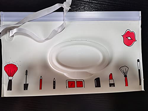 kewaii Portable Wet Tissue Bag Cover, Reusable and refillable Personal Travel Tissue Dispenser Box (White Cosmetics)