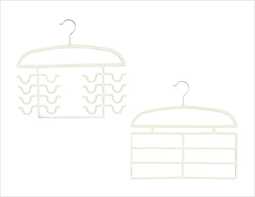 DR. ORGANIZER Plastic Tank Top and Pants Hanger Combo Pack, Multifunctional Space-Saving Closet Organizer, 2 Pack, USA Patented, White (9520)