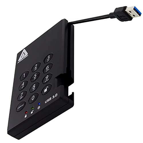 Apricorn 2TB Aegis Padlock USB 3.0 256-Bit AES XTS Hardware Encrypted Portable External Hard Drive (A25-3PL256-2000)