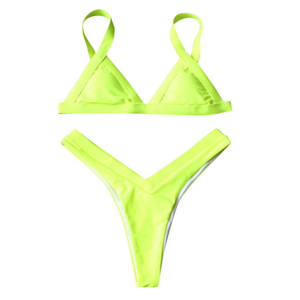 LATINDAY Womens Swimsuits 2 Pcs Brazilian Top Thong Bikini Set High Waisted Bathing Suits for Women Green