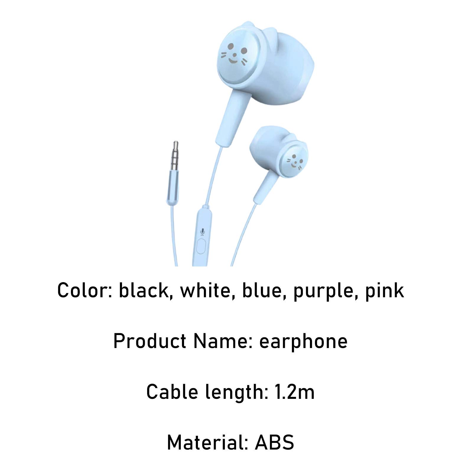 Gaweb Earphones, Sports Headphone Cute Cats Shape Durable Plastic Wired Games Headset for Outdoor - Blue, (2533725-Gaweb-1)