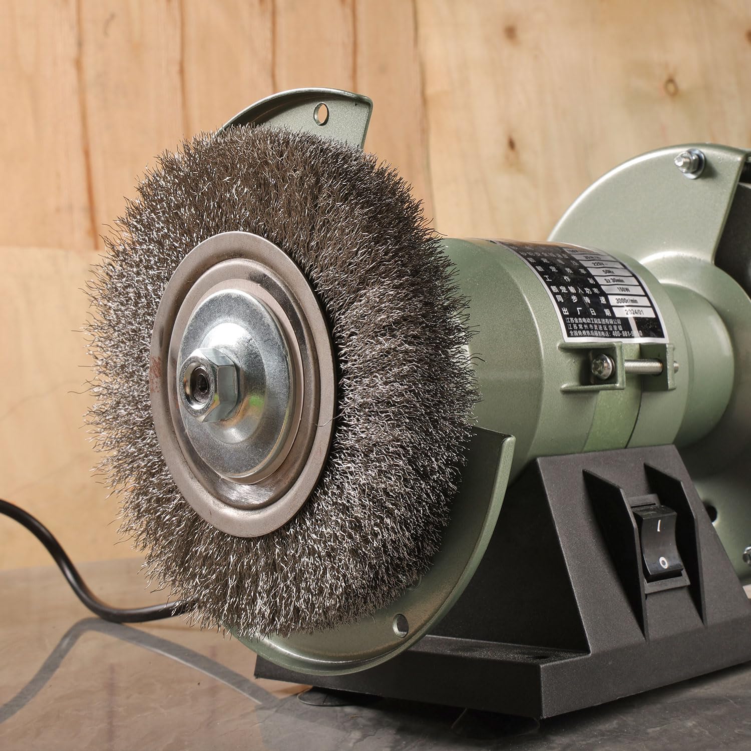 6 Inch Bench Grinder Grinding Wheel & Wire Wheel Brush with 1/2'' Arbor, 120 Grit Silicon Carbide Bench Grinding Wheel for Bench Grinder,for Drill Bits, Blades and Knifes Cleaning Polishing Sharpening