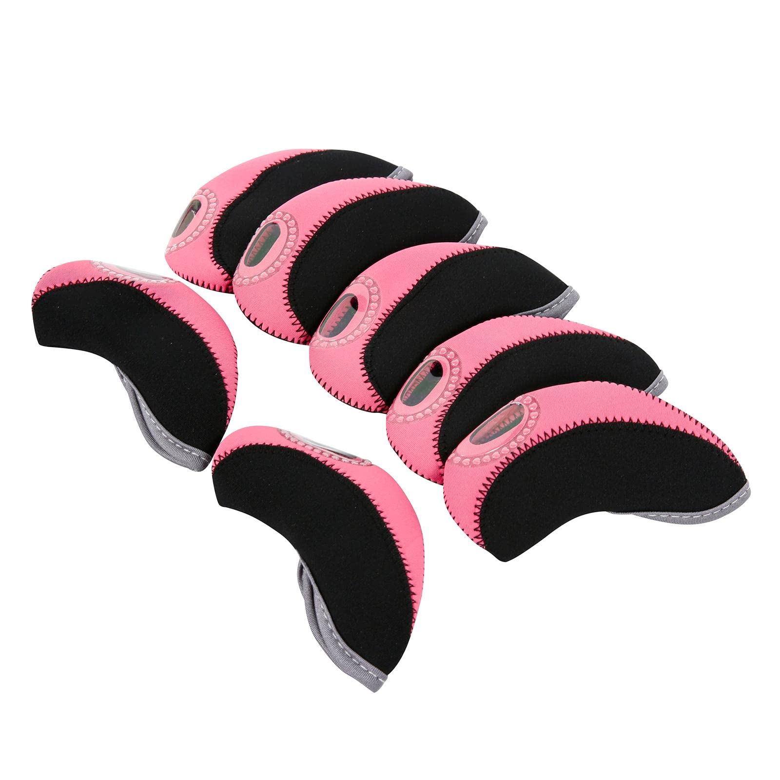 10x Neoprene Golf Irons Head Cover Set Water Protective Covers with Transparent View Windows Double Color Scratch for Training, White Black