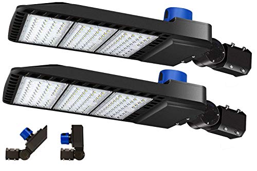 LEDMO 300W LED Parking Lot Light 36000LM 5000K Adjustable Slip Fit Mount Security Light with Dusk-to-Dawn Photocell IP65 Waterproof LED Stadium Flood Light for Garage, Yard, Street 2 Pack
