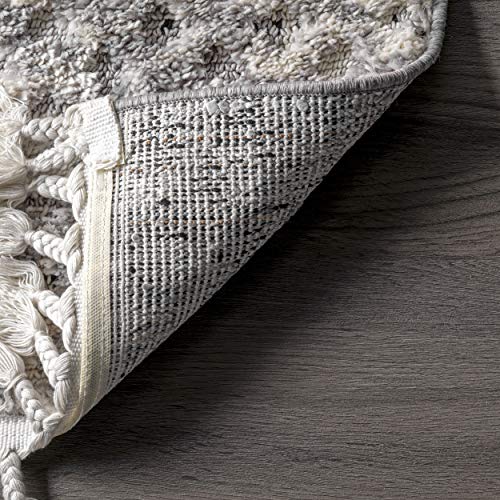 nuLOOM Lira Textured Geometric Tassel Area Rug, 9' x 12', Grey