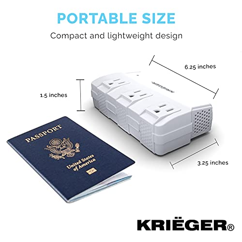 K KRIËGER Universal Travel Adapter, Step Down Transformer 200 Watt Capacity, International Power Adaptor w/ 4 USB Ports 6A Total Charging, 3 AC Outlets for USA EU UK AUS Worldwide Plug Adapter