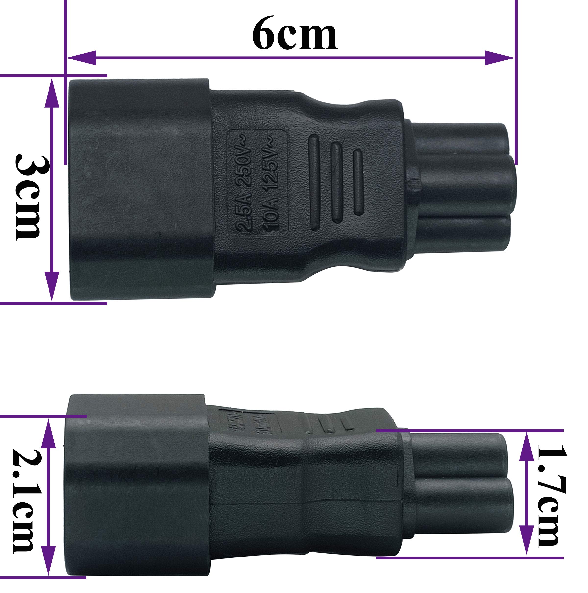 AAOTOKK IEC 320 C14 to C5 AC Adapter, 10A 125V IEC 3Pole Male to Mickey Mouse 3Pole Female Power Adapter,C5 to C14 AC Converter for Mickey Mouse Laptop Receptacle Converter (2 Pack-C5 to C14)