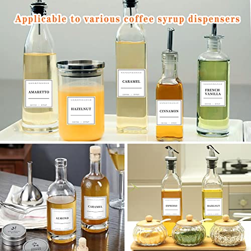 40PCS Coffee Syrup Labels for Coffee Bar, Coffee Station Syrup Dispenser Labels, Waterproof Labels for Coffee Syrup Bottles