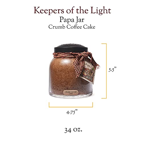 A Cheerful Giver — Crumb Coffee Cake - 34oz Papa Scented Candle Jar with Lid - Keepers of the Light - 155 Hours of Burn Time, Gift for Women, Brown