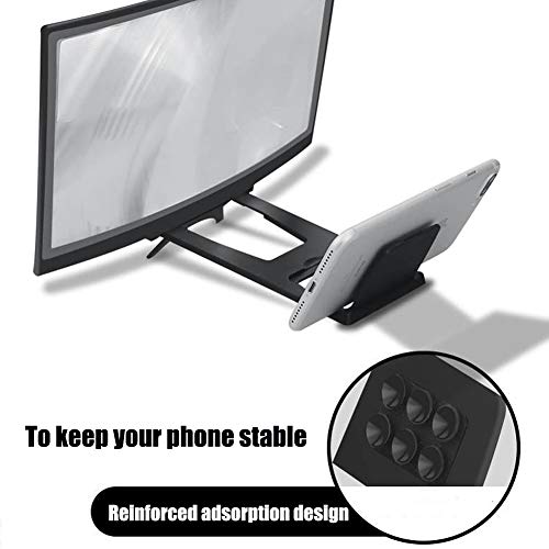 DRIDOUAM 12" HD Curved Phone Screen Magnifier HD Amplifier Projector Magnifing Screen Enlarger for Movies, Videos, and Gaming with Foldable Stand Compatible with All Smartphones