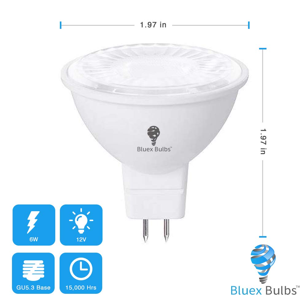 6 Pack BlueX LED MR16 Purple Light Bulb - 6W (50Watt Equivalent) - GU5.3 Bi-Pin Base 12V Purple LED Purple Bulb, Party Decoration, Porch, Home, Holiday Lighting, Decorative Illumination MR16 LED Bulb