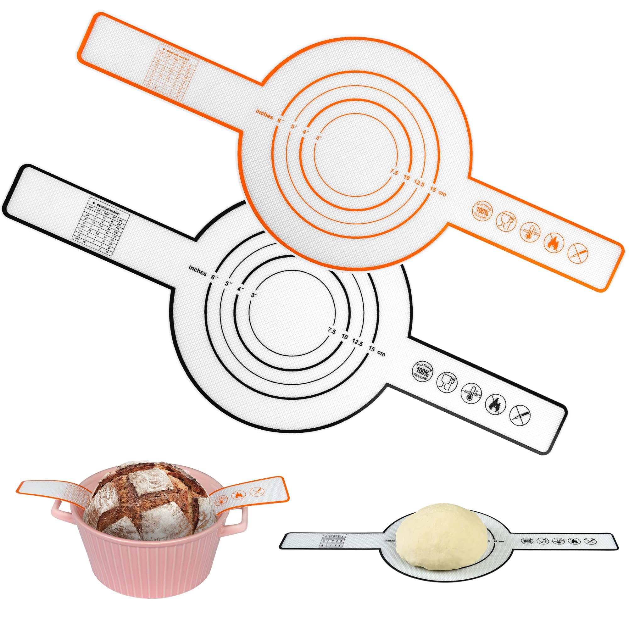 2 Pcs Silicone Bread Sling for Dutch Oven , Non-stick & Easy to Clean Reusable Silicone Baking Mat With Long Handles,Heat Resistant sourdough silicone bread sling,Easy To Transfer Sourdough Bread