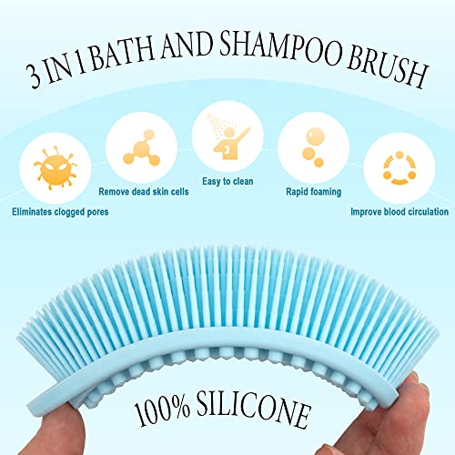 3 Pack Silicone Body Scrubber, Exfoliating Body Scrubber Soft Silicone Loofah Body Scrubber Fit for Sensitive and All Kinds of Skin Clean and Sanitary