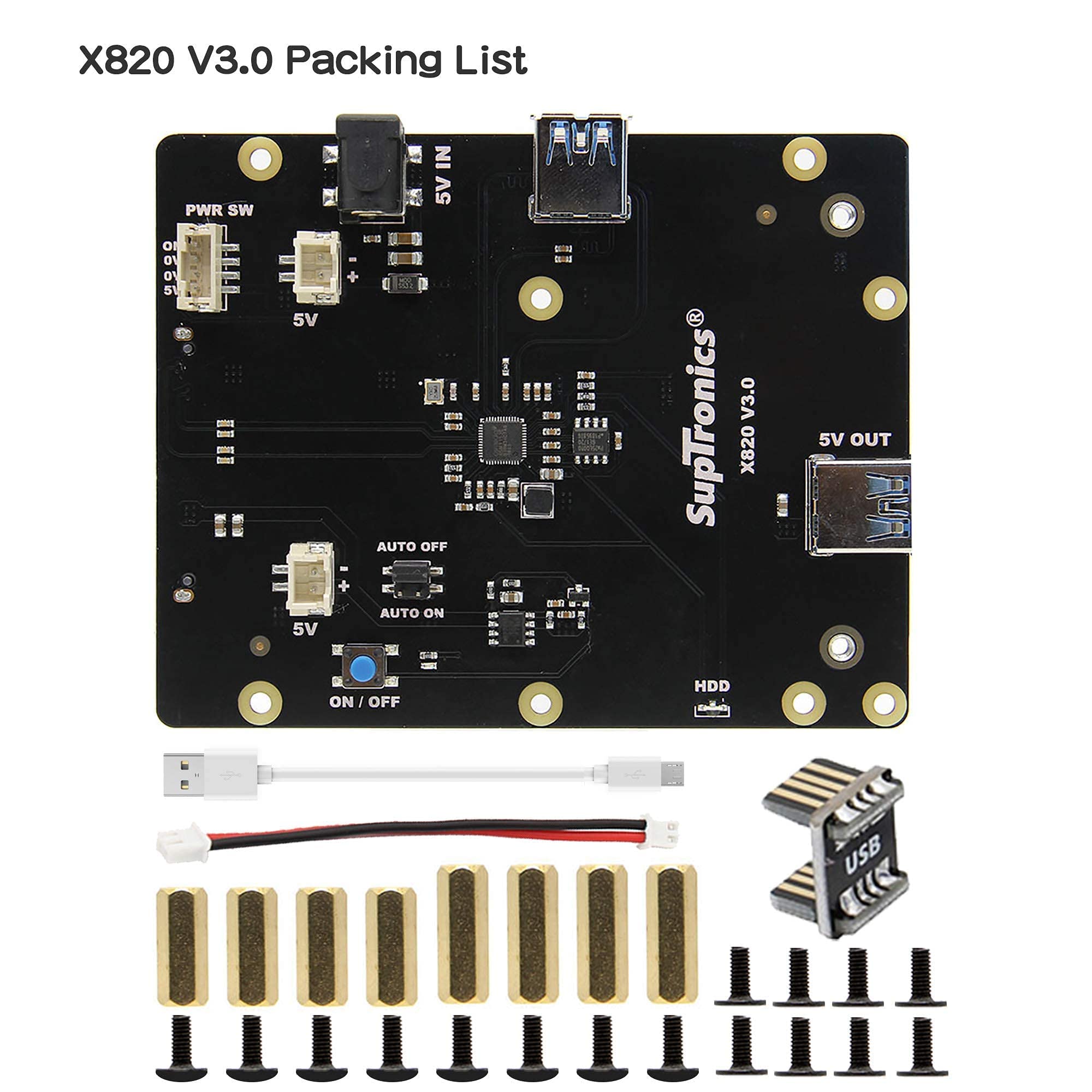 Geekworm for Raspberry Pi 3B+/3B, X820 V3.0 2.5" SATA HDD/SSD Expansion Board + Metal Case with Power Switch and Cooling Fan (Not Include Raspberry Pi)