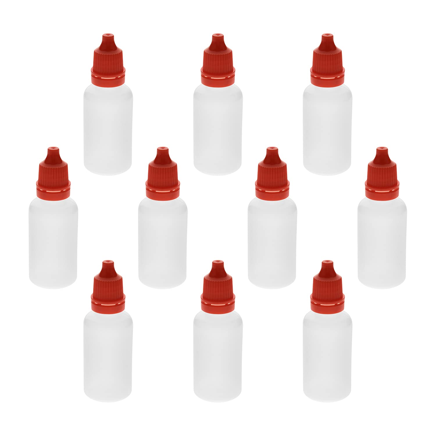 Bettomshin 20Pcs 20ml PE Plastic Squeezable Eye Liquid Dropper Bottles Thin Mouth Lab Reagent Bottle Liquid Sample Seal Sample Storage with Red Cap Translucent
