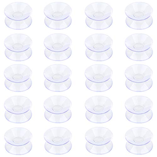 Pawfly 20 Pack Double Sided Suction Cups 1.2 Inch Clear PVC Plastic Sucker for Glass Table Mirror