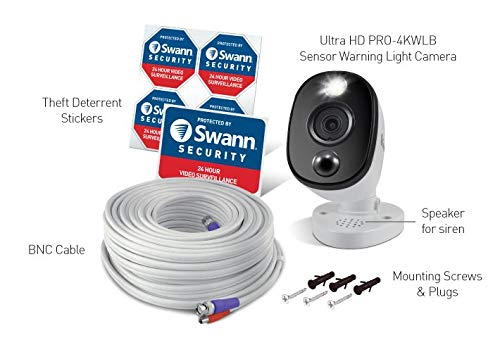 Swann SRPRO-4KWLBWB4 4 Pack of SWPRO-4KWLB Cameras, Warning Light, Siren, 4K, BNC, Works on DVR-5580 and DVR-5680 only