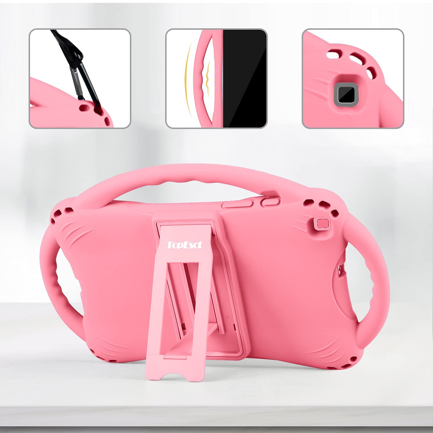 Kids Case for Samsung Galaxy Tab A 8.0 2019 SM-T290/295, TopEsct Premium Silicone Shockproof Light Weight Protective Handle Stand Case for Galaxy Tab A 8.0(Pink)