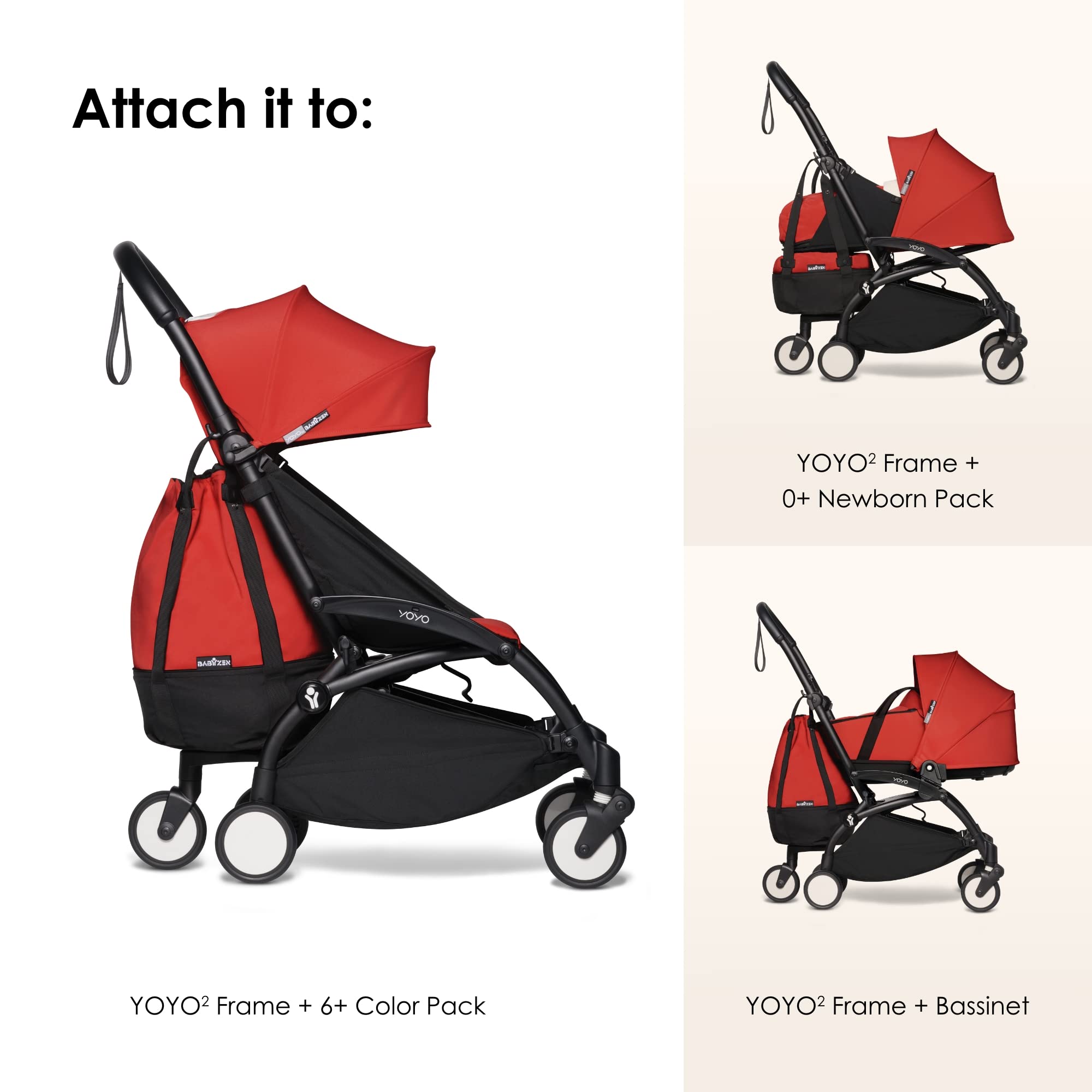 Babyzen Stokke YOYO Bag, Red - Provides Additional, Sturdy Storage on the YOYO2 Stroller - Includes Wheel Base & Hooks