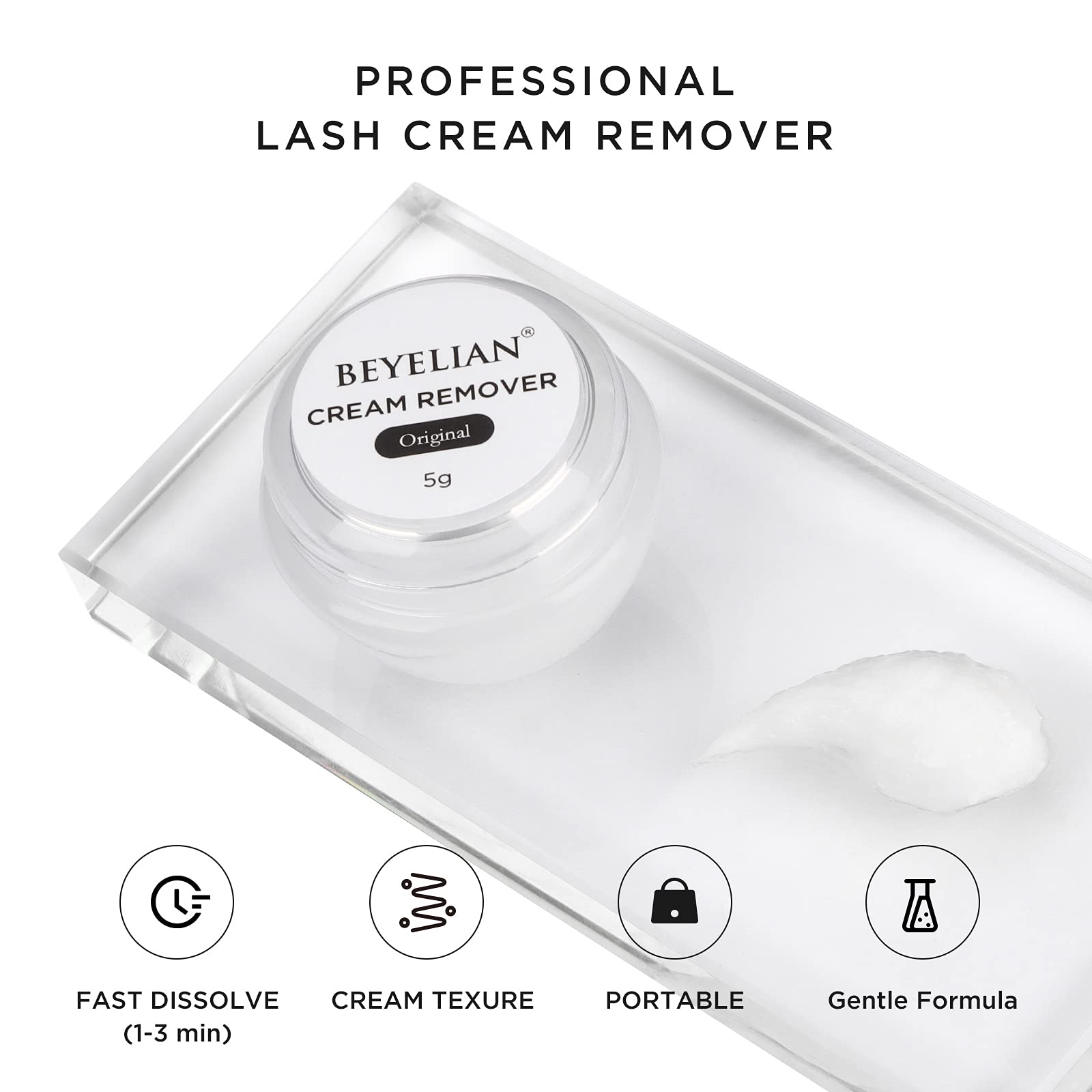BEYELIAN Eyelash Extension Remover Cream, Professional Lash glue Cream Remover, Mild No Stimulation Lash Extension Remover, Fast Dissolution, No Damage to Natural Lahes- Original 5g