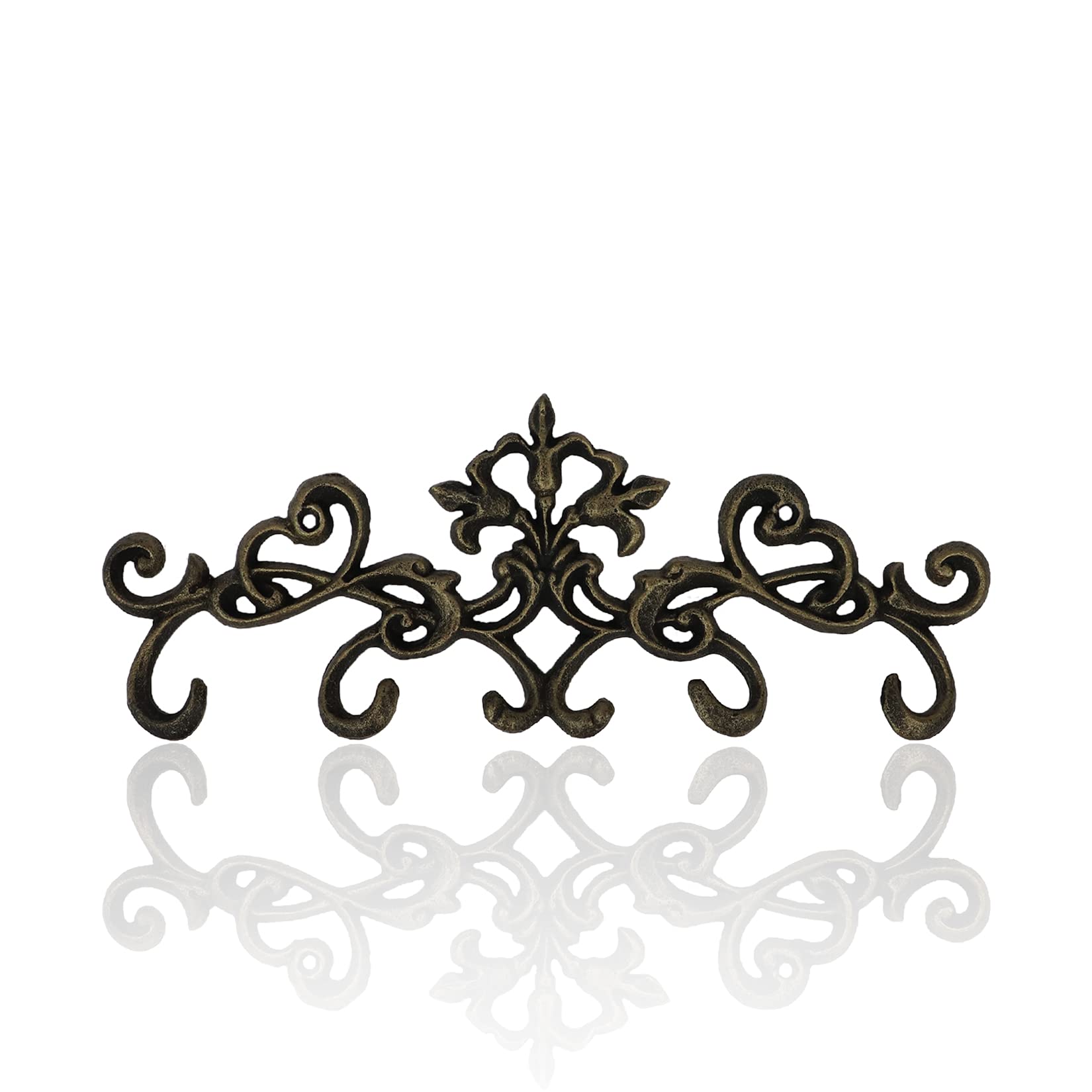 30GO Decorative Cast Iron Wall Hook Rack with 6 Sturdy Hooks for Keys, Hats, Bags | Vintage Design Hanger for Home Decor | Key Hangers for Wall | includes Screws and Anchors
