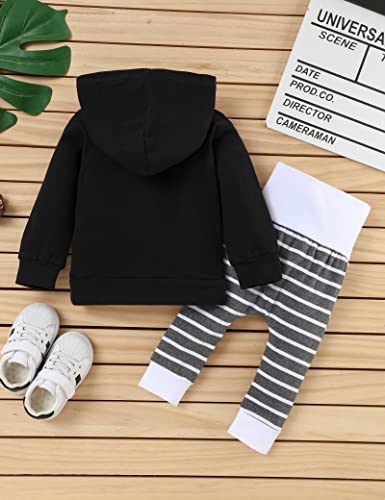 Gavol Toddler Baby Boy Outfits Long Sleeve Hoodie Sweatshirt Stripe Pant Set Clothes Set For Fall Winter