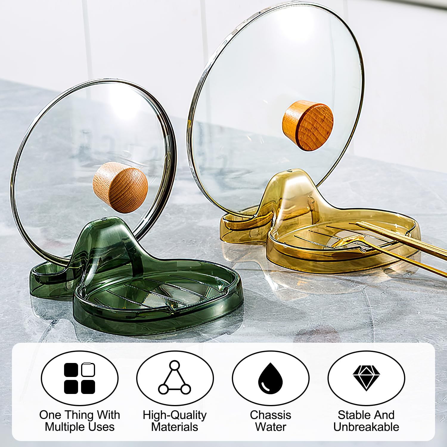 2Pcs Multifunction Kitchen Spatula Rack, Versatile Pot Lid Ladle Holder, Food Grade Plastic Spoon Holder for Multiple Utensils, Kitchen Spoon Rest/Spoon Holder for Stove Top to Prevent Water Drip
