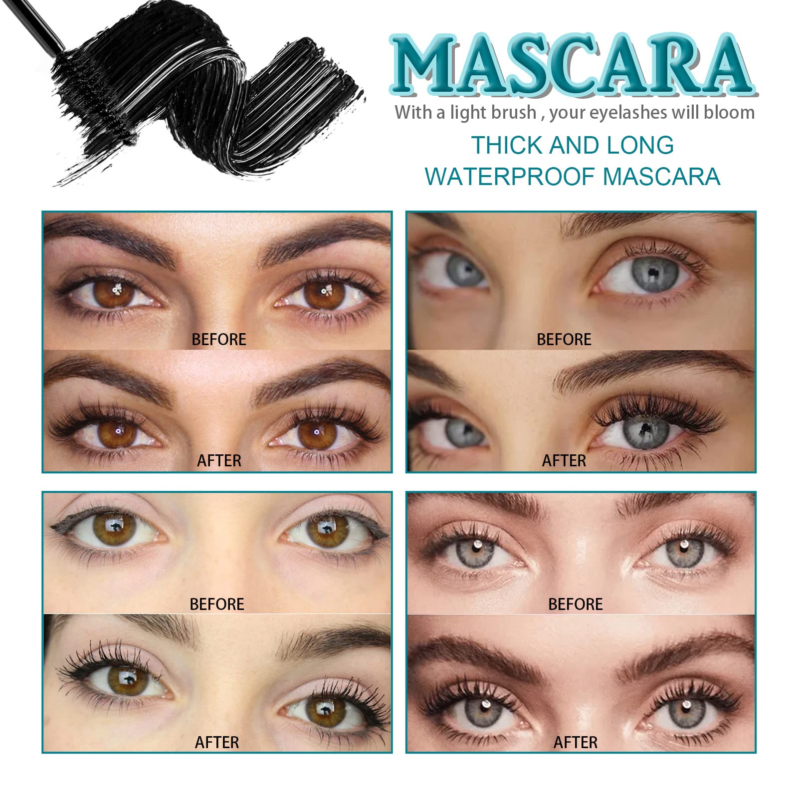 2 PCS Thrive Mascara Liquid Lash Extensions Black Mascara for Natural Lengthening and Thickening Effect, Waterproof Smudge-proof Natural No Clumping Smudging Lasting All Day, 0.76 Ounce