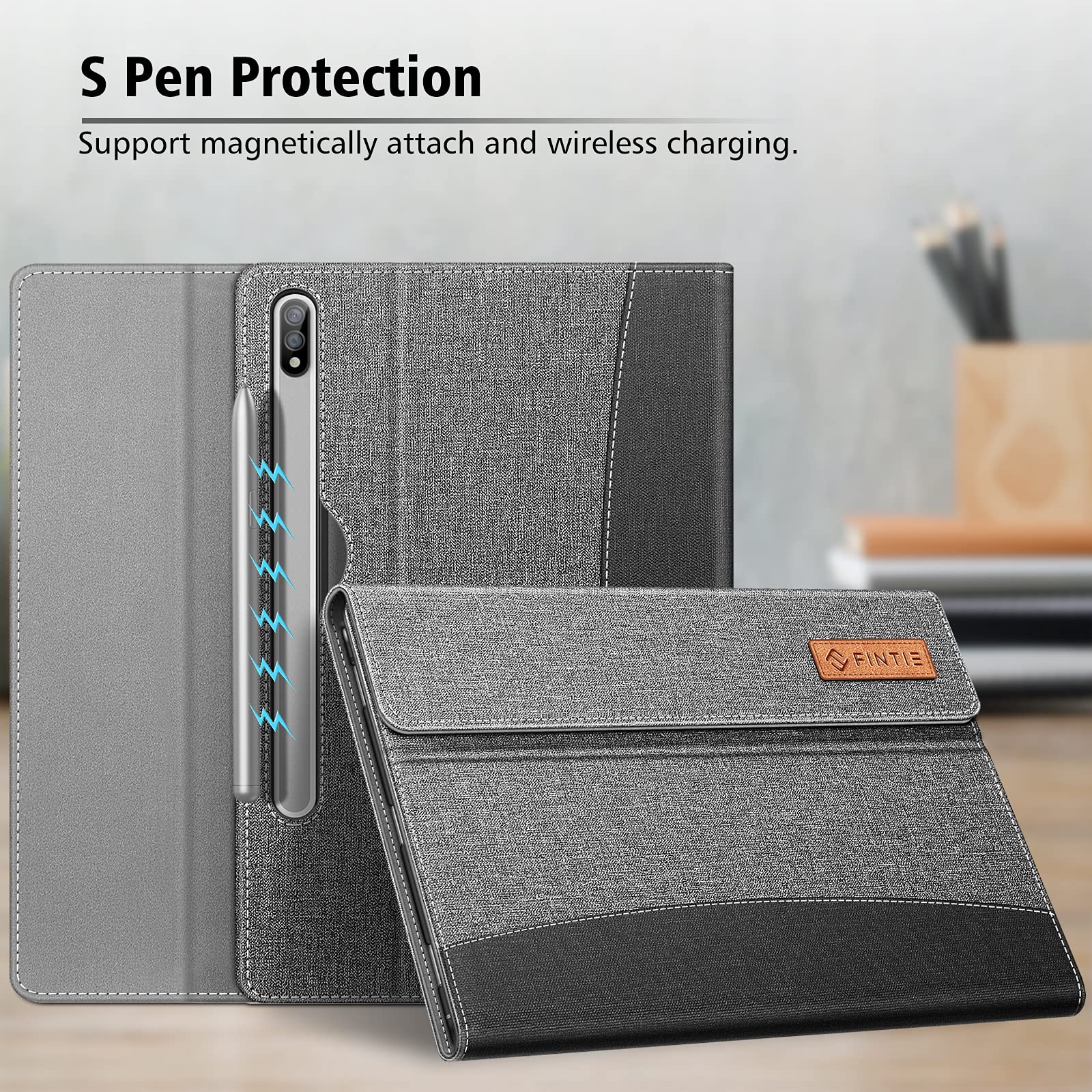 Fintie Case for Samsung Galaxy Tab S8/Tab S7 11 Inch (Model SM-X700/X706/T870/T875/T878) with Built-in S Pen Holder, Multiple Angle Portfolio Business Cover with Pocket Auto Sleep/Wake, Gray