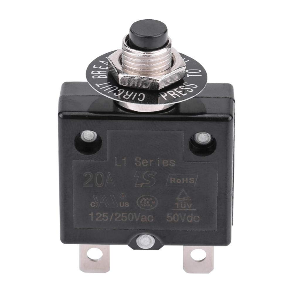 Aramox 5 A / 8 A / 10 A / 15 A / 18 A / 20 A / 30 A Thermal Switch Reset, Current Overload Device Circuit Breaker Manual Reset Circuit Breaker Overcurrent Protector(20A)