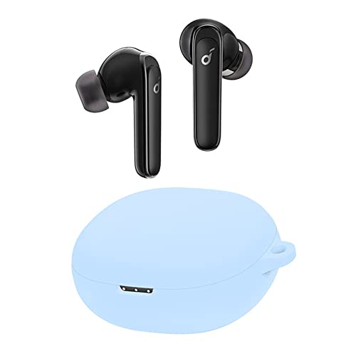 2 Pack DAYJOY Soft Rubber Silicone Protective Case Cover Compatible with Anker Soundcore Life P3 Earphone, Protective Skin Sleeve with Key Chain for Soundcore Life P3 (Sky Blue+Green)