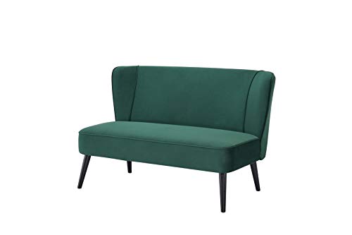 A&D Home 52.3” Manhattan Mid-Century Modern Velvet Armless Loveseat Sofa Chair with Wood Legs, Green