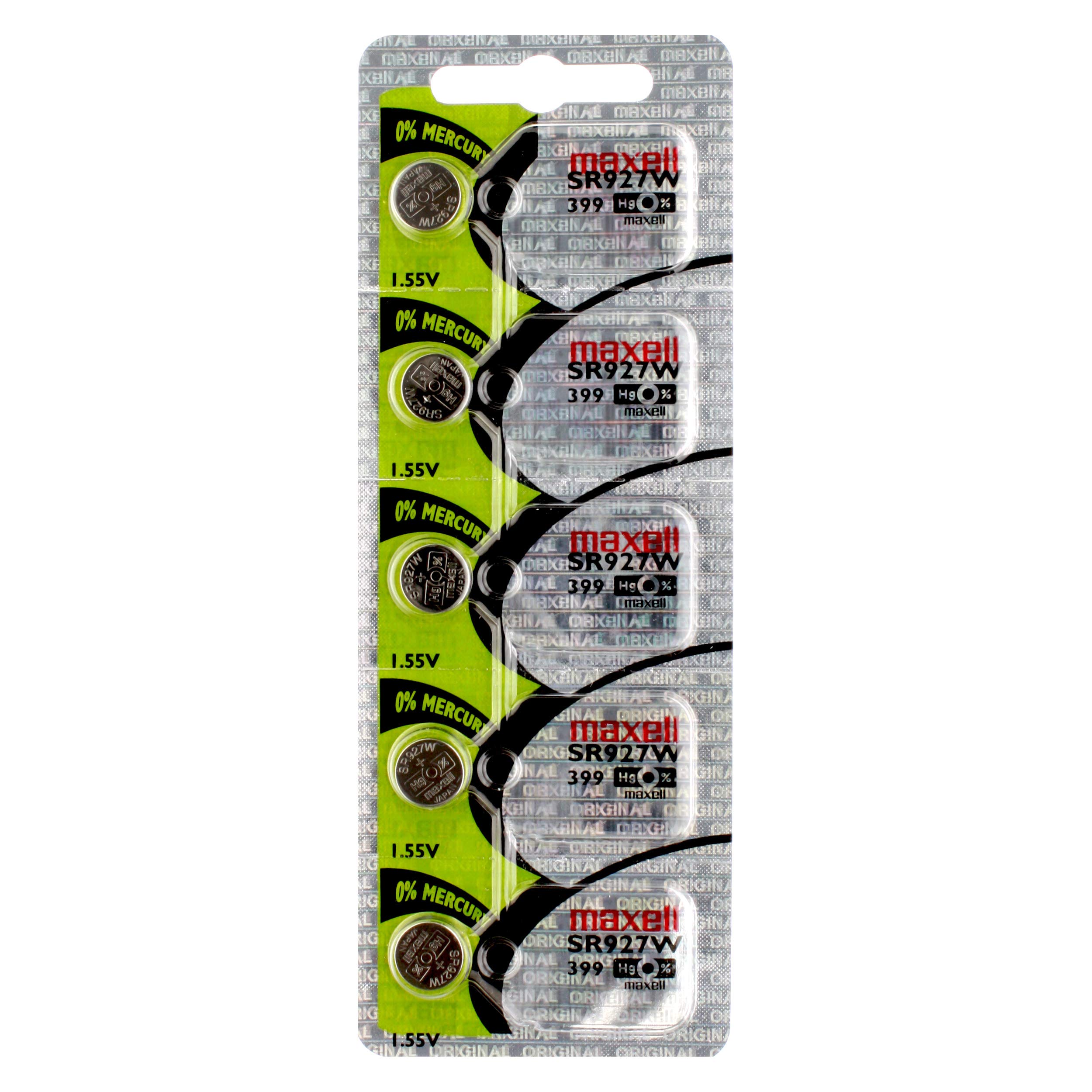 5PK Maxell Silver Oxide SR927W High Drain Watch Battery Replaces D395, D395/399, D399, GR927, L926, LA, R 395/25, R 399/35, SR57H, SR926, SR927, SR927SW, SR927W, SR927W/SW, TR927W, V395, V399
