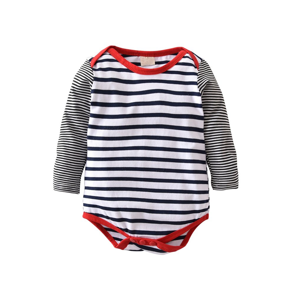 3Pcs Baby Boys Long Sleeve Stripe Romper Overalls Clothing Set with Hat (9-12 Months) Grey